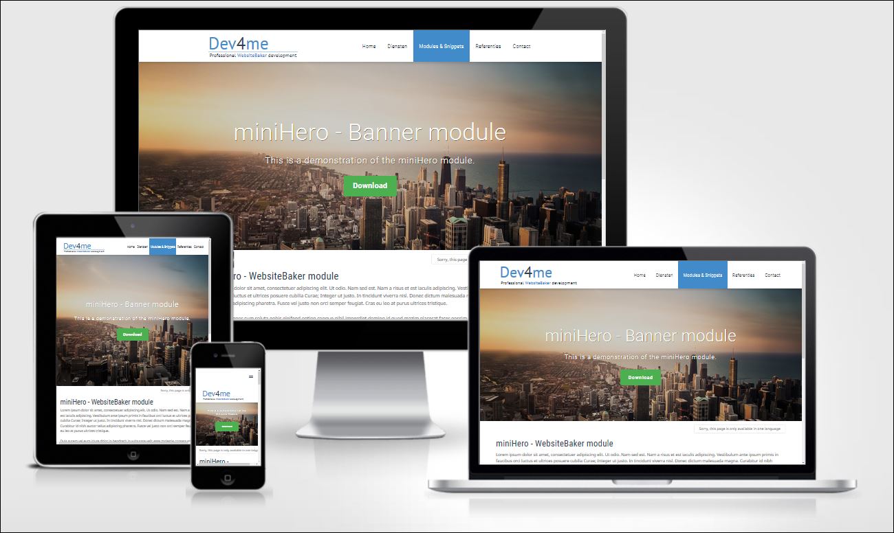 MiniHero Banners | Dev4me | Free modules for the WebsiteBaker CMS